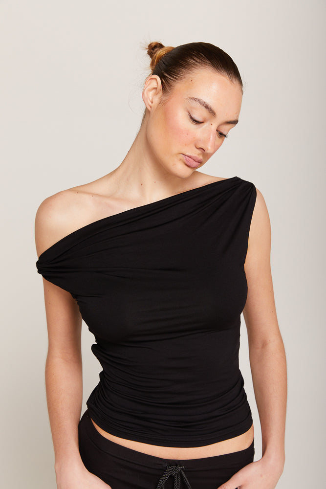 Le Buns | Ribbed Organic Cotton Cami Fine Strap Top | Black | Size 6 ...